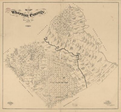 22" x 24" 1895 Map of Wharton County - Shows land ownership | eBay
