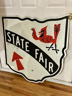 1960’s RARE Ohio State Fair Street Sign Cardinal Arrow Die Cut ...