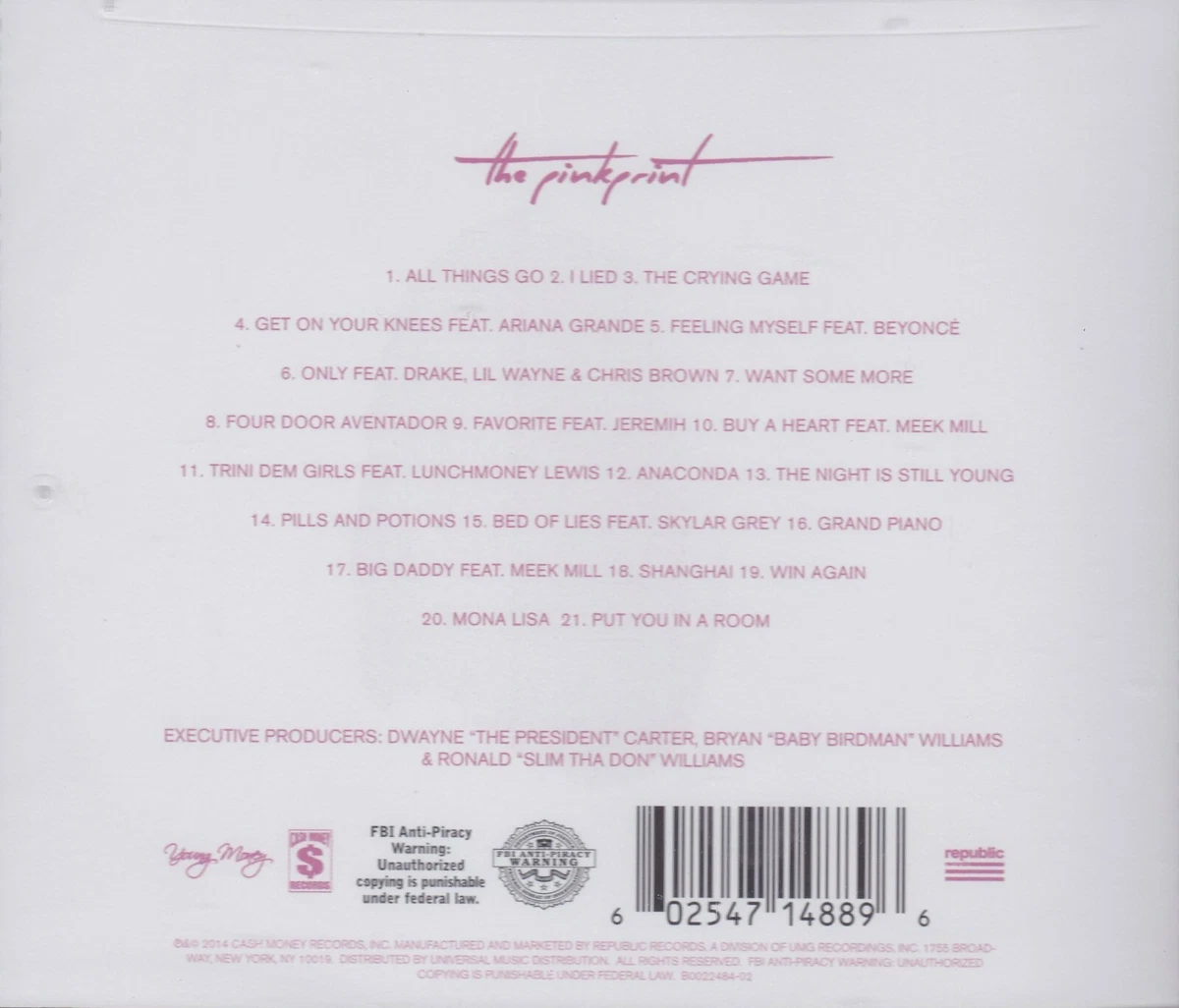The Pinkprint Deluxe Tracklist