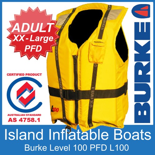 BURKE XX-LARGE 70+KG ADULT L100 LIFE JACKET Level 100 Lifejacket AS4758 ...