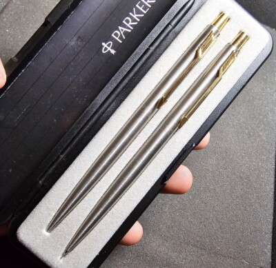 Vintage Parker Classic Ballpoint Pen & Mechanical Pencil Set Stainless ...