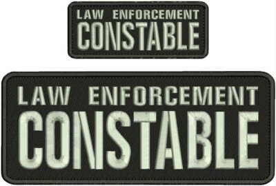 LAW ENFORCEMENT CONSTABLE EMB PATCH 4X10&2X5 HOOK ON BACK BLK/silver | eBay