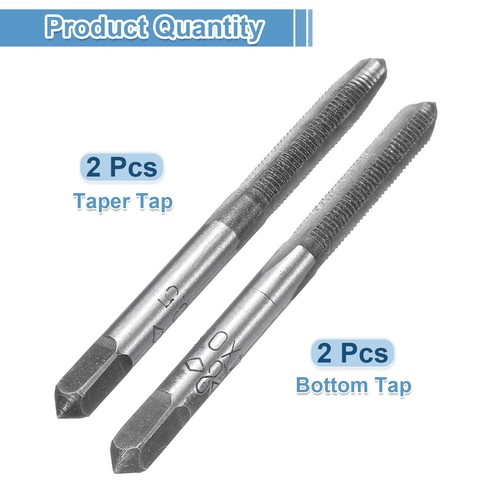 2 Set Metric Hand Taps M4 x 0.5 H2 Thread Taper + Bottom Tap Screw ...