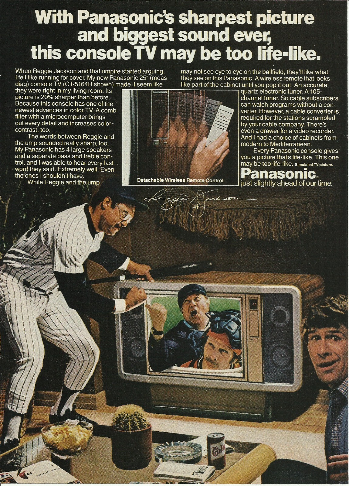 1981 Panasonic Reggie Jackson TV Television vintage print ad 80's ...