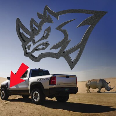 Pair RHINO Emblems fits RHO Ram 1500 Fender Door badge Hellcat Style ...