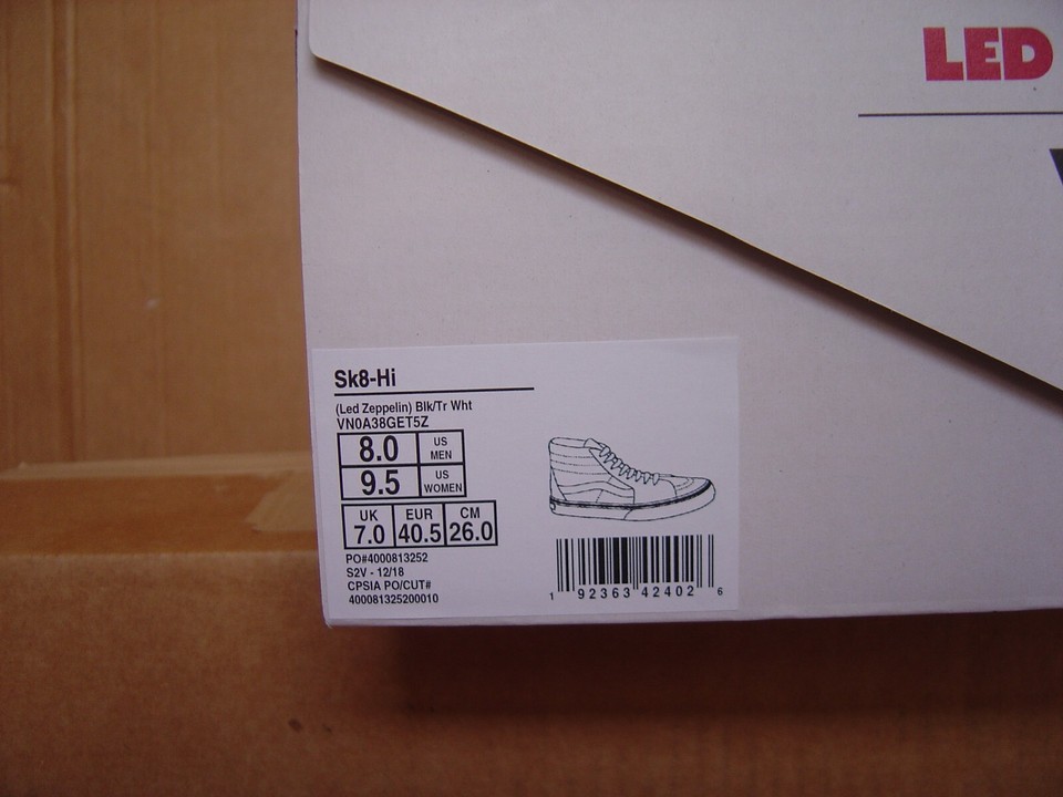 Vans Sk8-Hi Led Zeppelin (US Men's 8), NIB | eBay