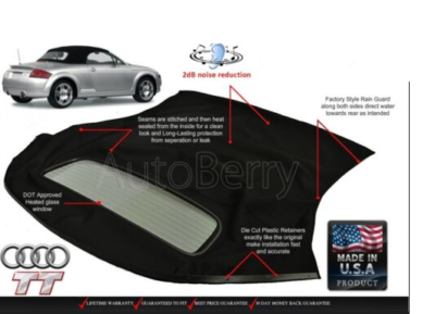 Audi TT Canvas Cloth Convertible Soft Top With Defroster Glass Window ...