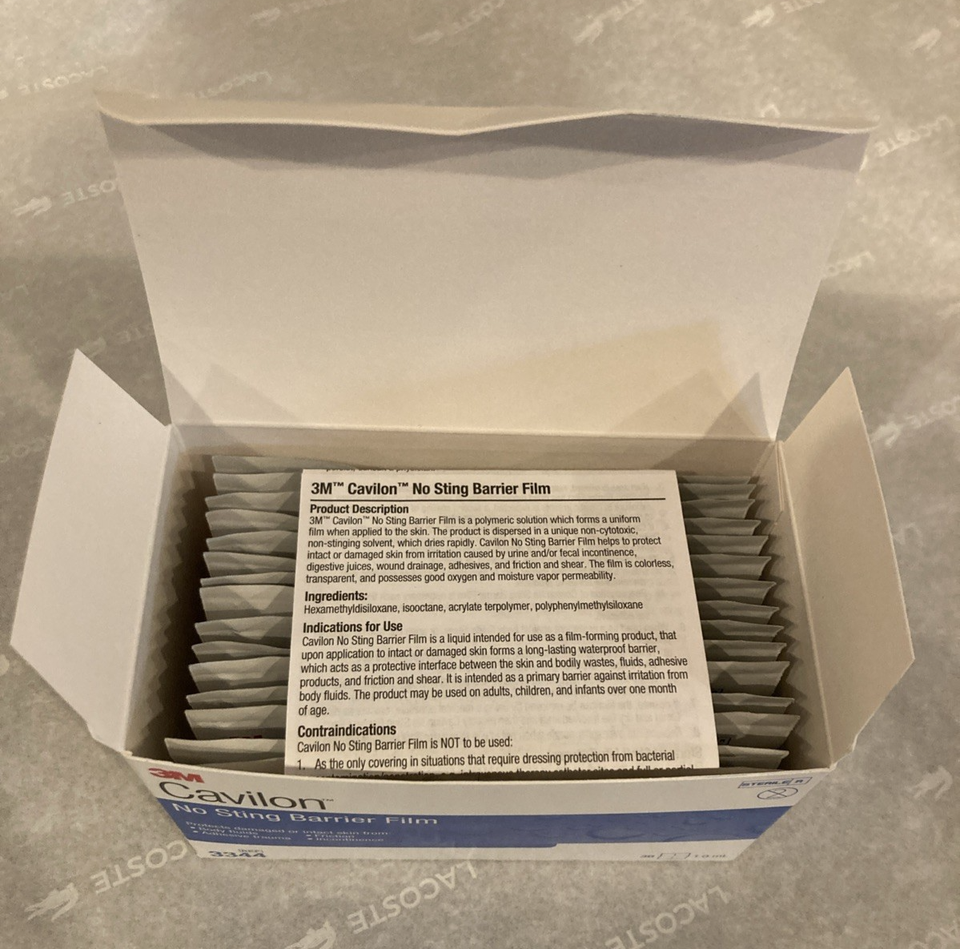 3M 3344, Cavilon, No Sting Barrier Film Wipes 1 ml - 30/BX, Exp. 2027 ...
