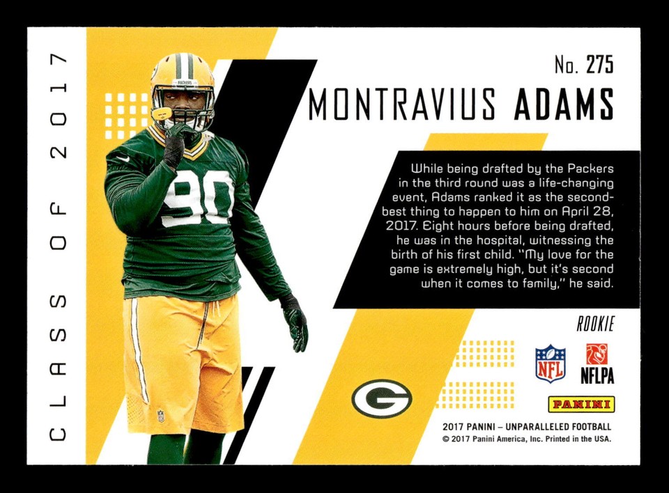Montravius Adams 2017 Panini Unparalleled #275 Green Bay Packers Rookie ...