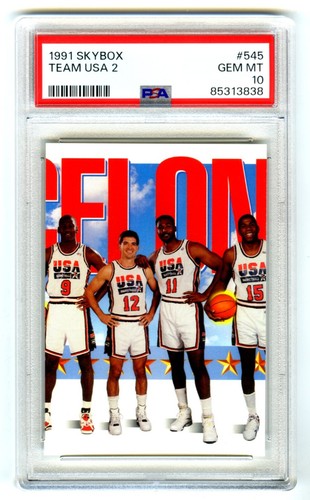 MICHAEL JORDAN,MAGIC JOHNSON~1991 SKYBOX DREAM TEAM USA 2 PSA-10 GEM-MT ...