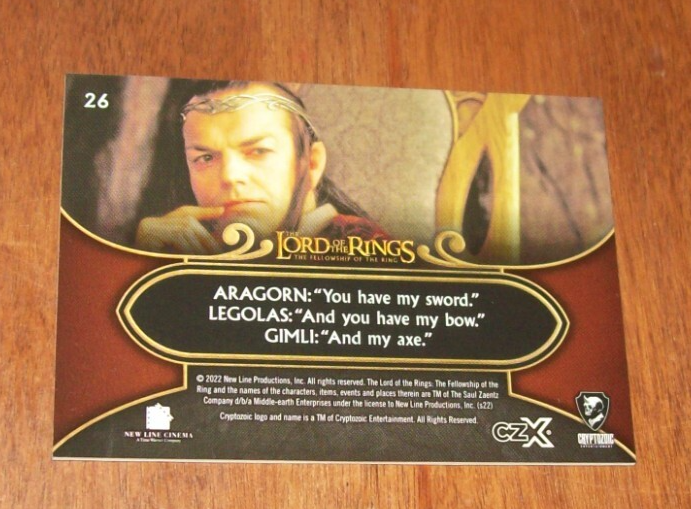 2022 Cryptozoic Middle Earth Lord of the Rings The Fellowship Forms ...