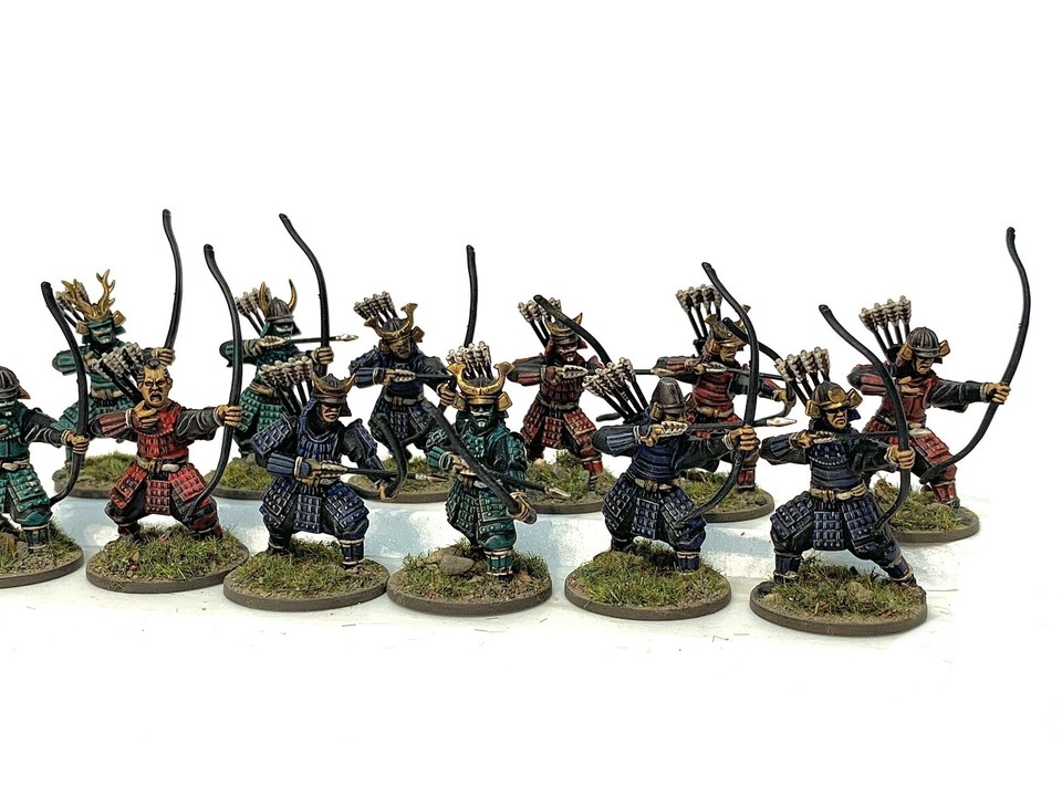 SAMURAI ARCHERS ARMY 12 28mm painted historical wargames MEDIEVAL ...