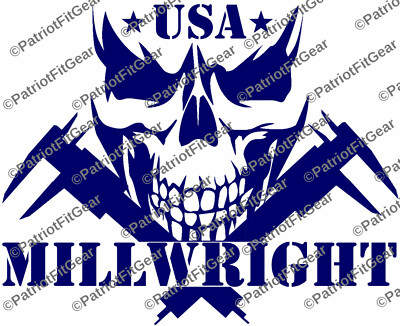 Millwright,USA,Millwright,Calipers,Skull,Micrometers,Sticker,Custom ...