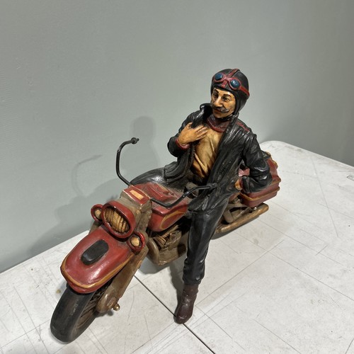 Harley Davidson Vintage Resin Motorcycle Sculpture Man Road Warrior 14 ...