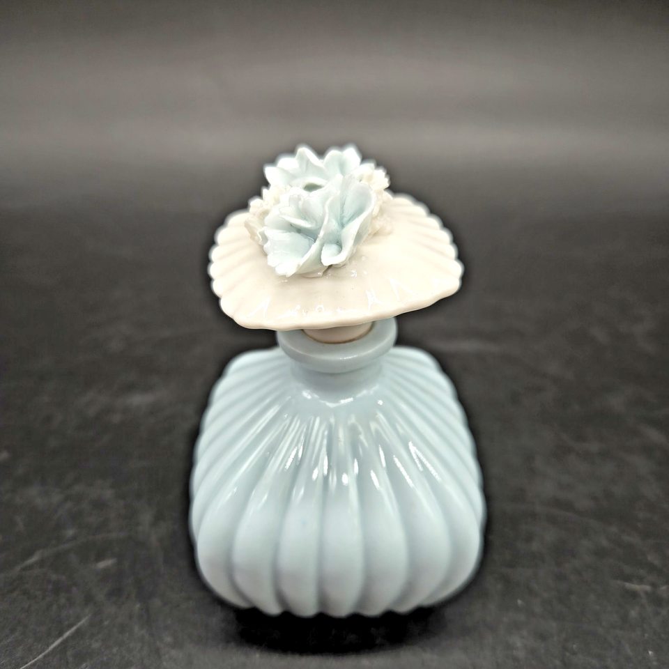 Irice Perfume Bottle and Trinket Dish Powder Blue White Rosed 3D 2pc ...