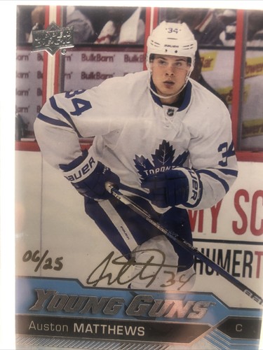 2016 Upper Deck Auston Matthews Young Guns Gold Ink /25 Psa 9 Pop 1 On ...