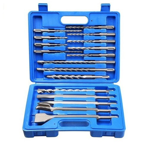 17pcs Electric Hammer Drill Bit Set Sds chisel Plastic Box Shank Impact ...