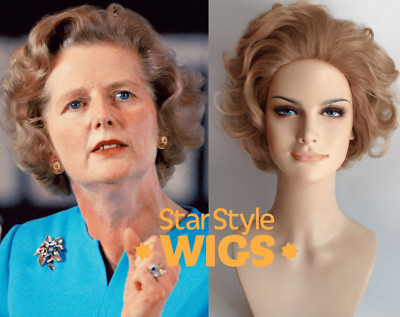 DELUXE MARGARET THATCHER BLONDE OLD LADY GRANNY GRANDMA SHORT CURLY ...