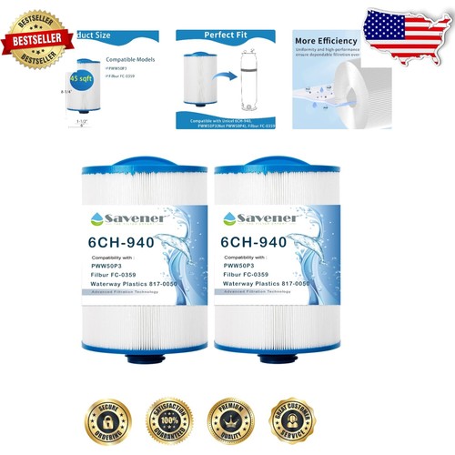 6CH-940 Spa Filter Replacement with Easy Installation - 2 Pack for Hot ...