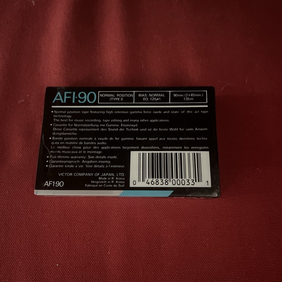 JVC AFI 90 Blank Audio Cassette Tape (Sealed) NOS! New! Free Shipping ...