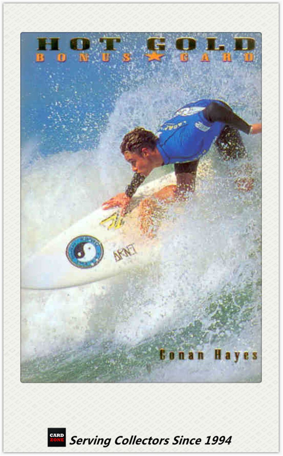 1994 Futera HOT SURF Regular Hot Gold BONUS Membership Card Conan Hayes ...