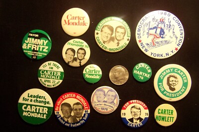 JIMMY CARTER lot 14 Pinback Buttons Original 1976 1980 President Run ...