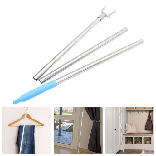 Clothes Rail Reaching Pole Sturdy Stick with Hook for Laundry Hanging ...