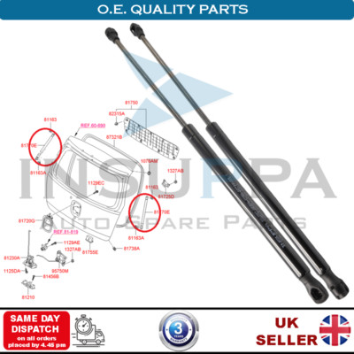 Tailgate Boot Gas Spring Struts For Hyundai I10 Pa 2007-2017 360N ...