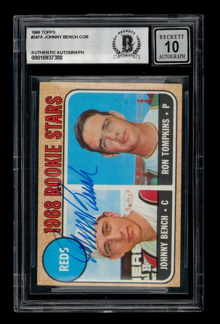 1968 Topps Set-Break #247 Johnny Bench Rookie Auto BVG AUTH AUTOGRAPH ...
