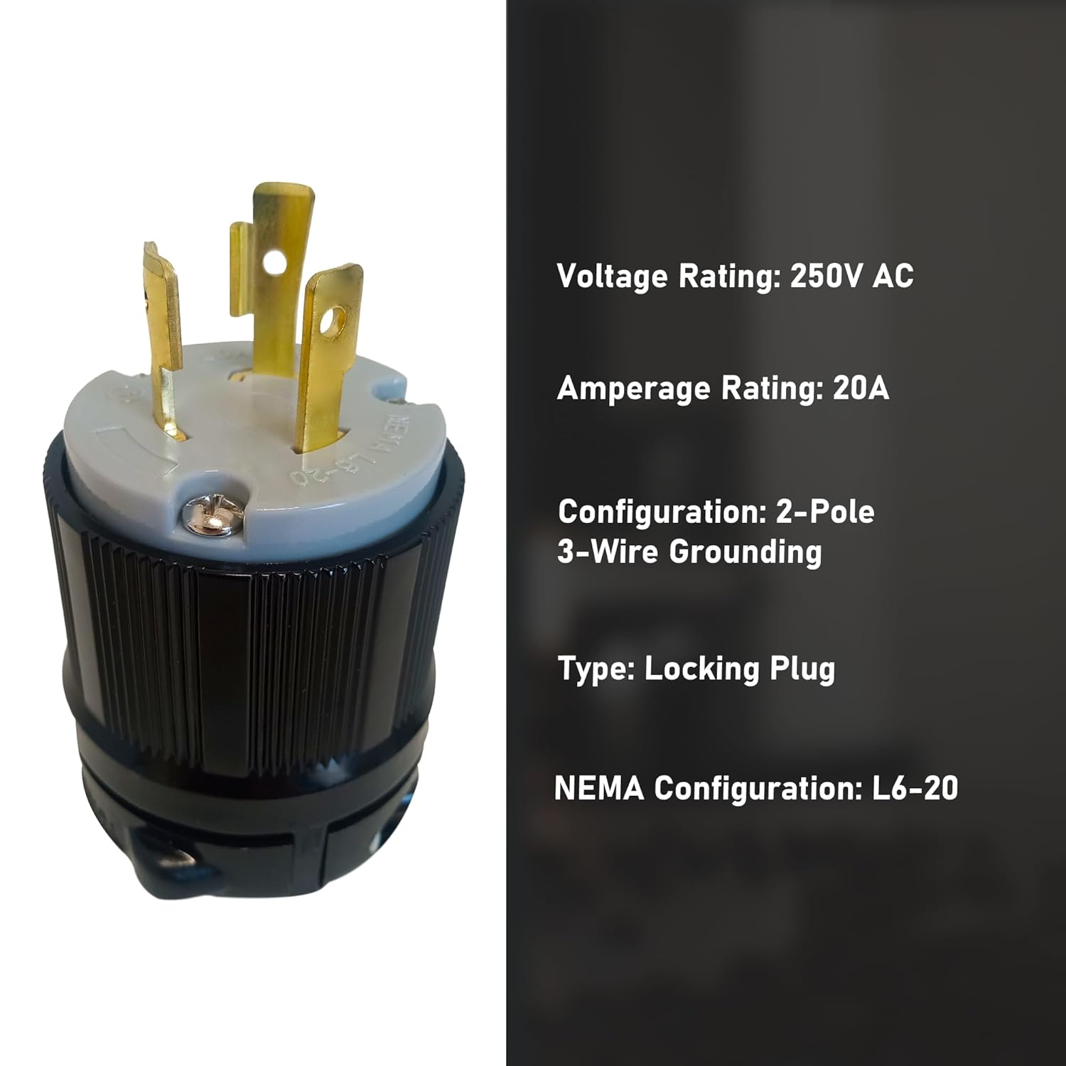 Ocsparts L6-20PCR NEMA L6-20 Plug, Connector and Receptacle Set - Rated ...