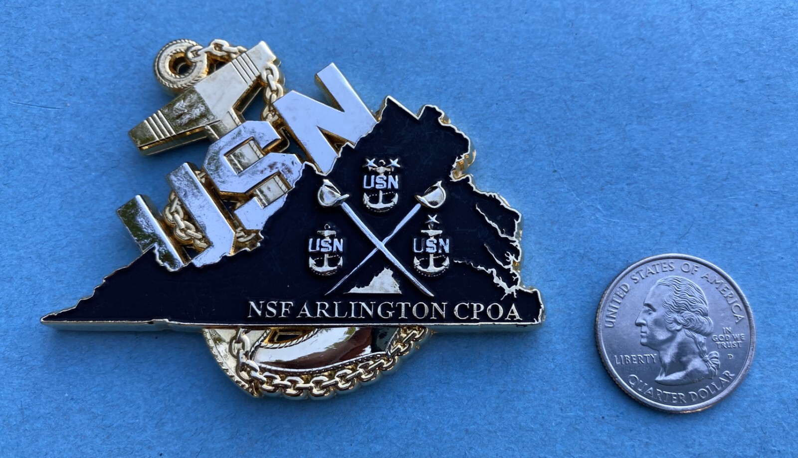 US NAVY CHALLENGE COIN - NAVAL SUPPORT FACILITY (NSF) ARLINGTON CHIEF ...