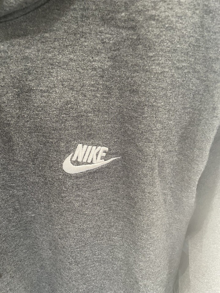 Nike Hooded T-shirt Embroidered Logo Gray Long Sleeve Tee Women’s M ...