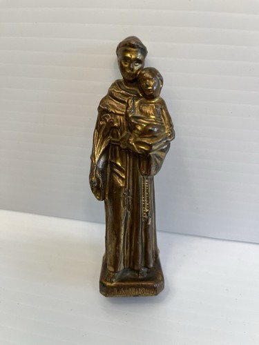 Antique Bronze St. Anthony & Baby Jesus 4" Heavy Metal Pewter Figurine ...