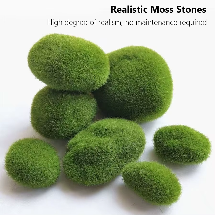 5Pcs Artificial Moss Rocks Decorative, Green Moss Balls, for Floral ...