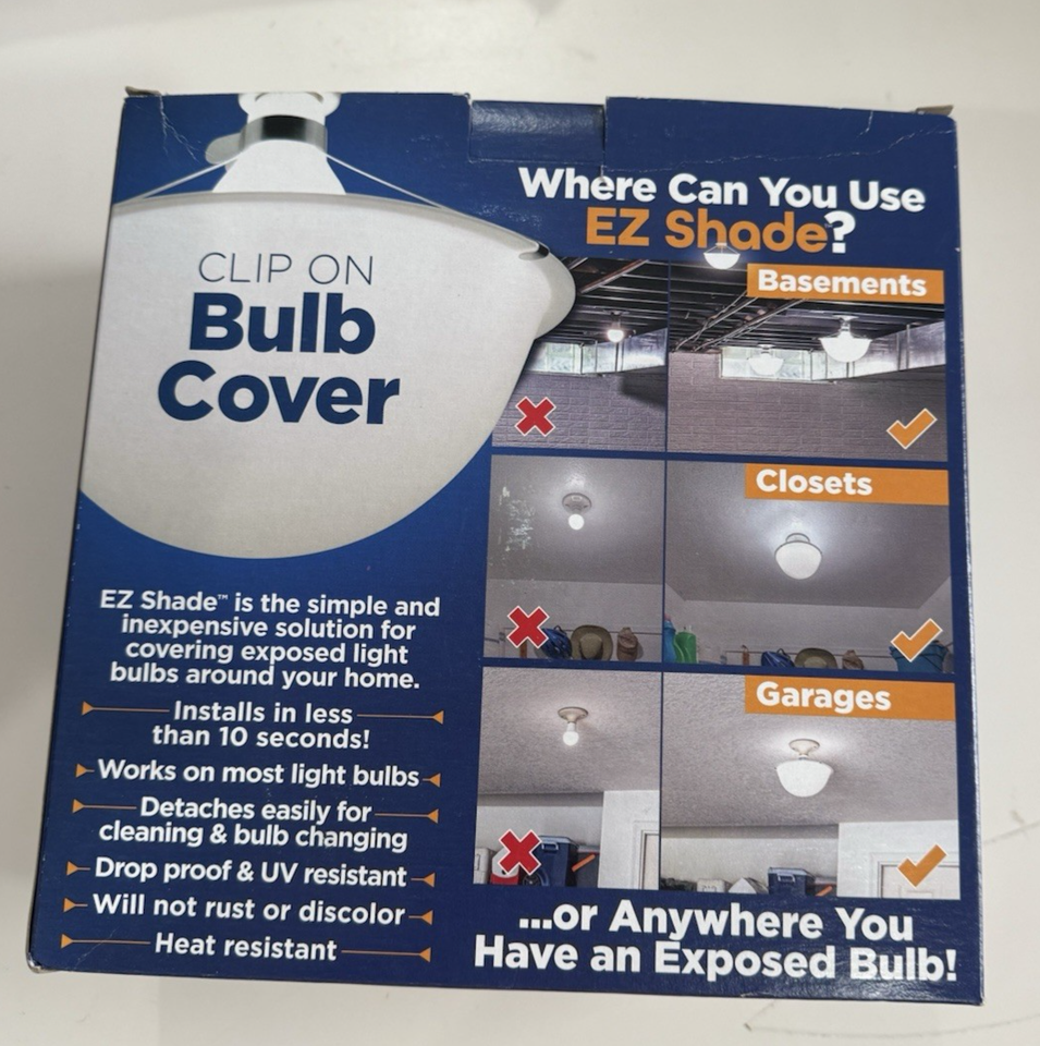 Lot of 2 EZ Shade Ceiling Clip-on Light Bulb Shade-Lamp-Dome , light ...