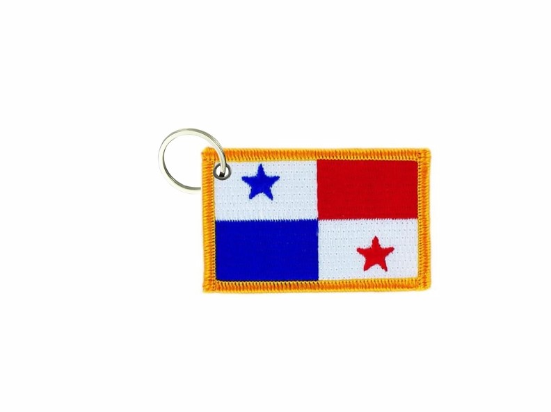 Keychain keyring embroidered embroidery patch double sided flag panama ...