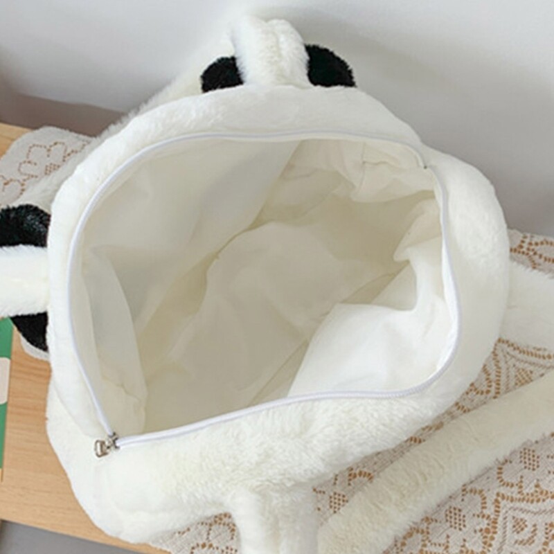 Cute Panda Plush Backpack Adjustable Shoulder Strap Soft Panda Shaped ...