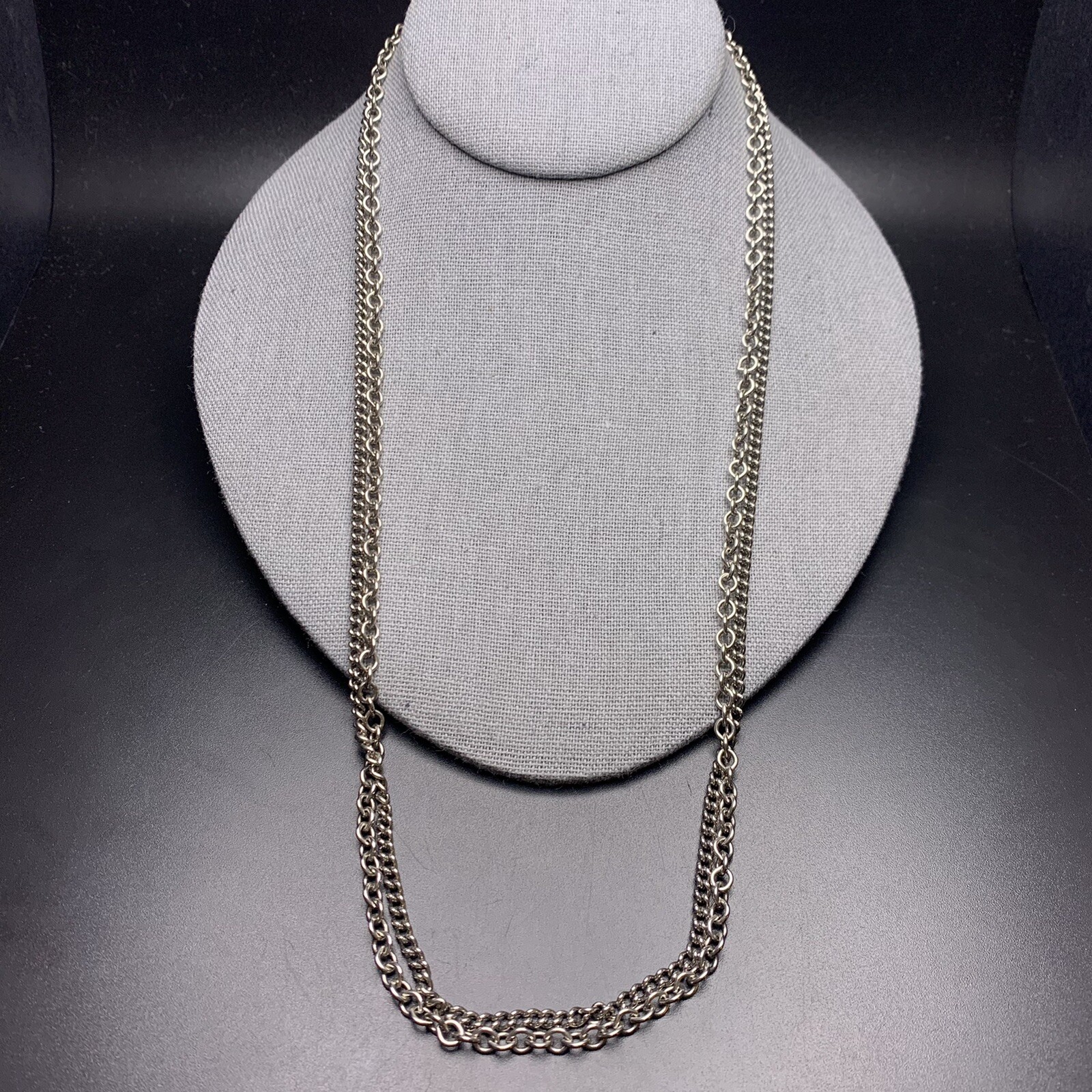 Celebrity Long Layered Chain Necklace Vintage Silver … - Gem