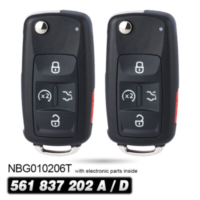 2 Remote Key Fob for VW Volkswagen Jetta Passat Golf BeetleGTI 561 837 ...