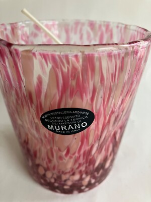 Murano Vetro Eseguito Pink Confetti Glass Dimpled CANDLE Decor | eBay