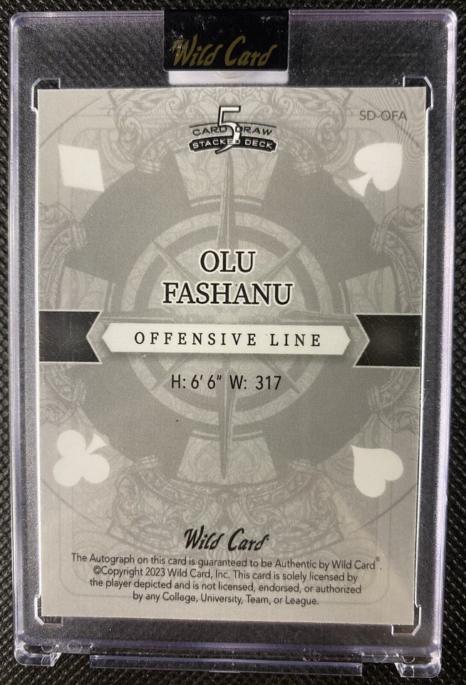 2023 Wild Card Olu Fashanu 5 Card Draw Stacked Deck King Rookie Auto 1/ ...