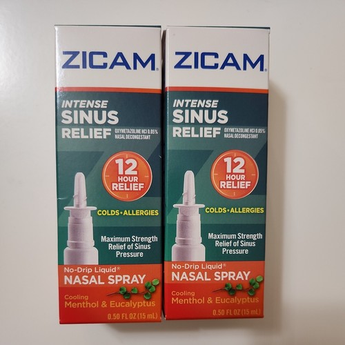 Zicam Intense Sinus Relief 12 HR No Drip Nasal Spray Menthol 50 x2 Exp ...
