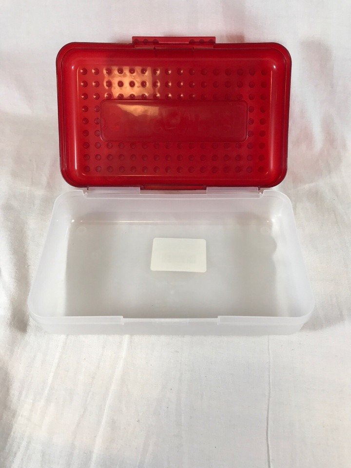 SpaceMaker Pencil Box Translucent Red Clear 90s Vintage Storage Lid ...