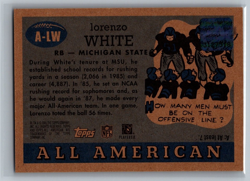 Lorenzo White 2005 Topps All American AUTO A-LW Football Card NFL ...