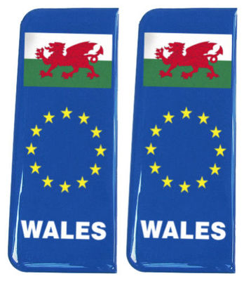 2x Wales EU Blue - Gel Domed Number Plate Badges/Decals 107x42mm | eBay UK