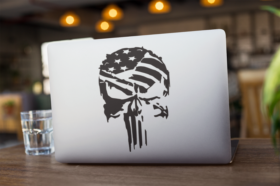 Punisher Car Window Vinyl Decal Military Distressed Skull Star America ...