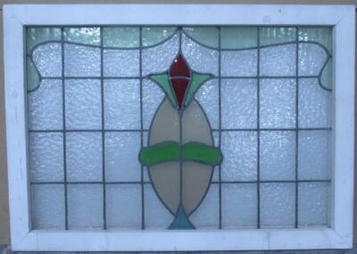 EDWARDIAN ENGLISH LEADED STAINED GLASS WINDOW TRANSOM ABSTRACT 30 1/2 ...