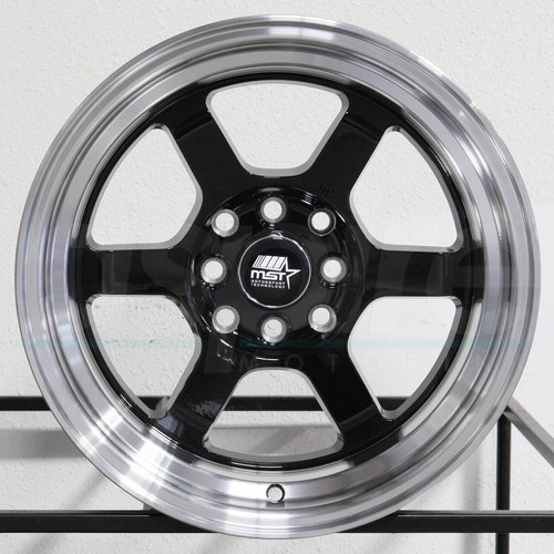 4-New 15" MST Time Attack Wheels 15x8 4x100/4x114.3 0 Black Machined ...