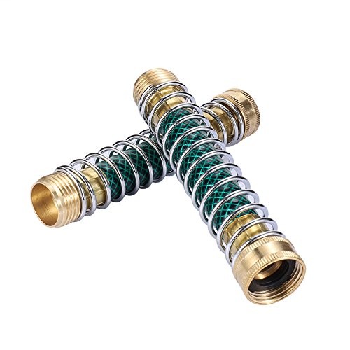 Garden Hose Coiled Spring Protector with Solid Brass Faucet Hoses ...