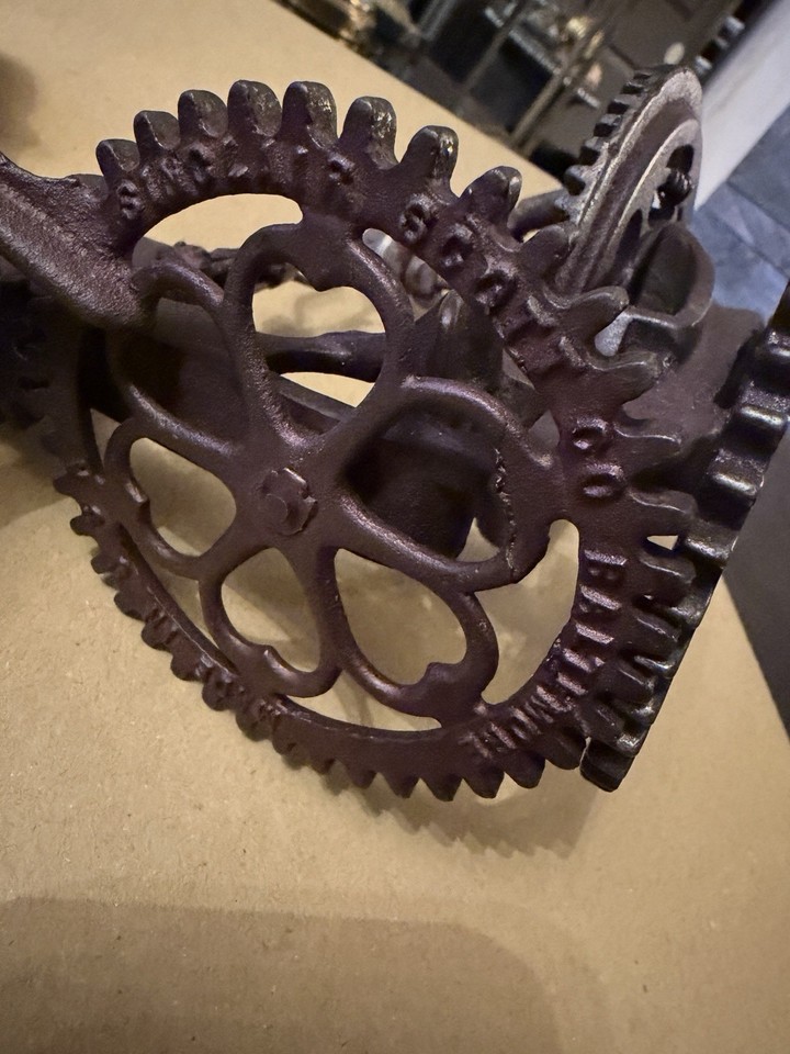 Antique Sinclair Scott Co Cast Iron Apple Peeler Heart Gears-TURNS ...